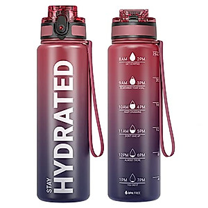 Sahara Sailor Water Bottles, 25oz Motivational Sports Water Bottle with Time Marker - Times to Drink - Tritan, BPA Free, Wide Mouth Leakproof, Fast Flow Technology with Clean Brush (1 Bottle)