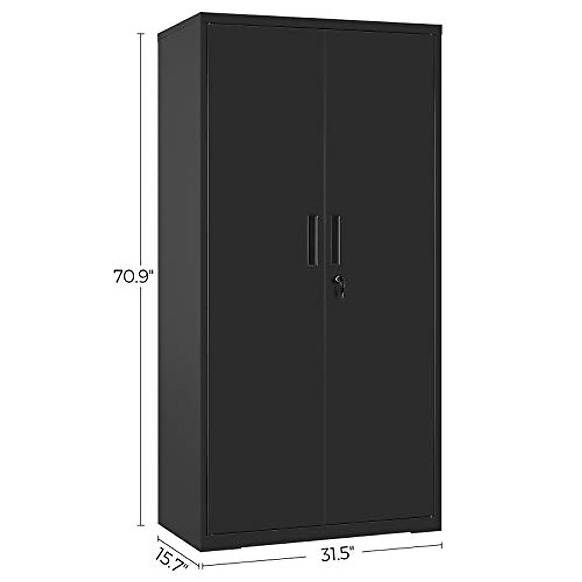 SONGMICS Garage Cabinet, Metal Storage Cabinet with Doors and Shelves, Office Cabinet for Home Office, Garage and Utility Room, Black UOMC015B01