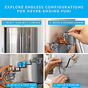 NATIONAL GEOGRAPHIC Magnetic Marble Run - 75-Piece STEM Building Set for Kids & Adults with Magnetic Track & Trick Pieces & Marbles for Building A Marble Maze, STEM Project (Amazon Exclusive)