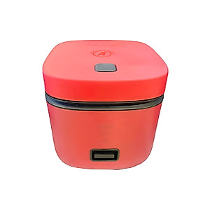 ANNAPURNA DISTRIBUTOR Mini Rice Cooker, Healthy Ceramic Coating 1.2L Small Rice Cooker hold 1-2.5 cups uncooked rice for 1-3 People, Portable Travel Rice Cooker with Steam Tray, Easy to use. (Red)