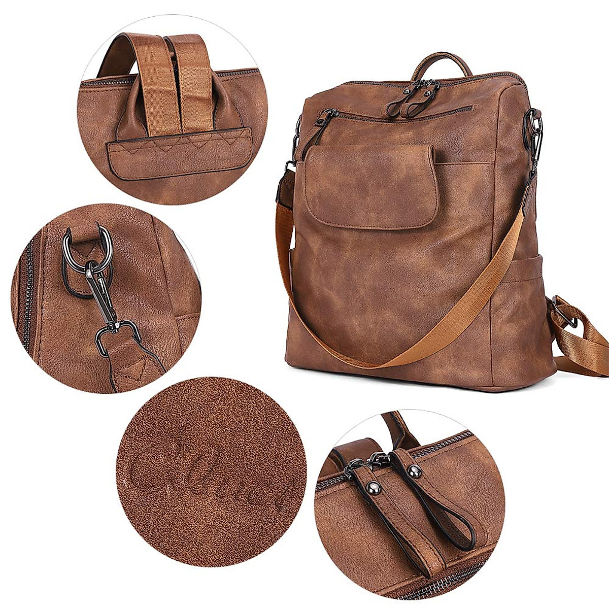 CLUCI Leather Backpack for Women Large Backpack Purse Convertible Travel Fashion Designer Ladies Shoulder Bags