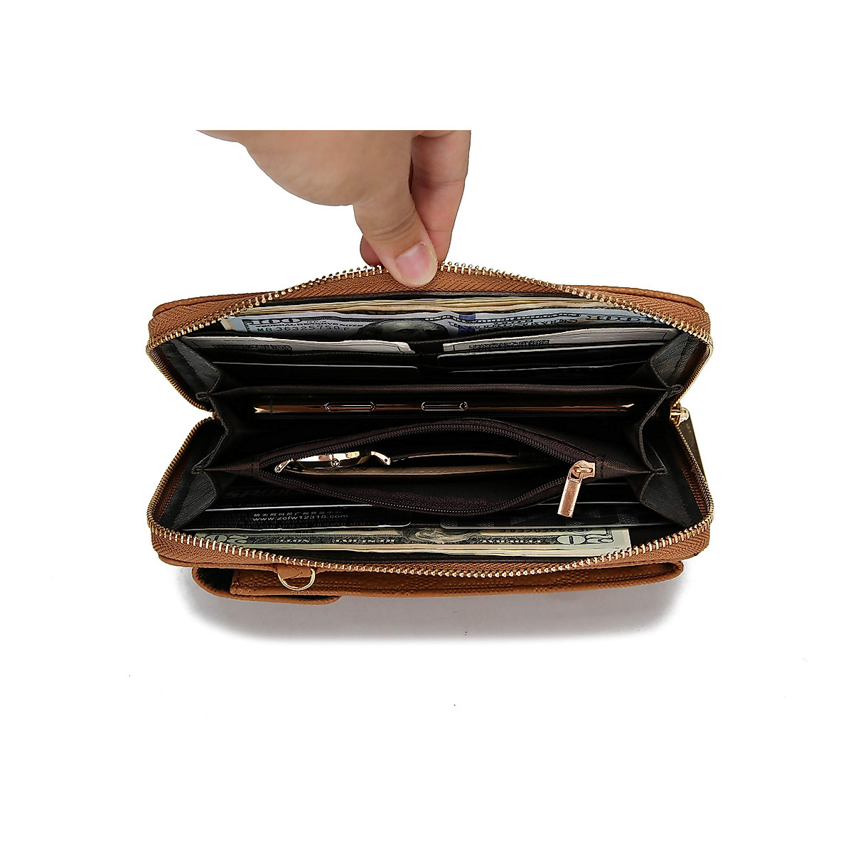 MKF CollectionCrossbody Cellphone Handbag for Women Wallet Purse – PU Leather Multi Pockets Clutch Bag, Wristlet Strap Black by Mia k