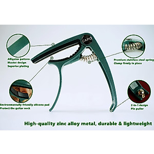 Yunshan Guitar Capo, Lightweight Zinc Alloy Capo for Acoustic and Electric Guitars, Bass, Mandolin, Banjo, Ukulele(Dark Green)