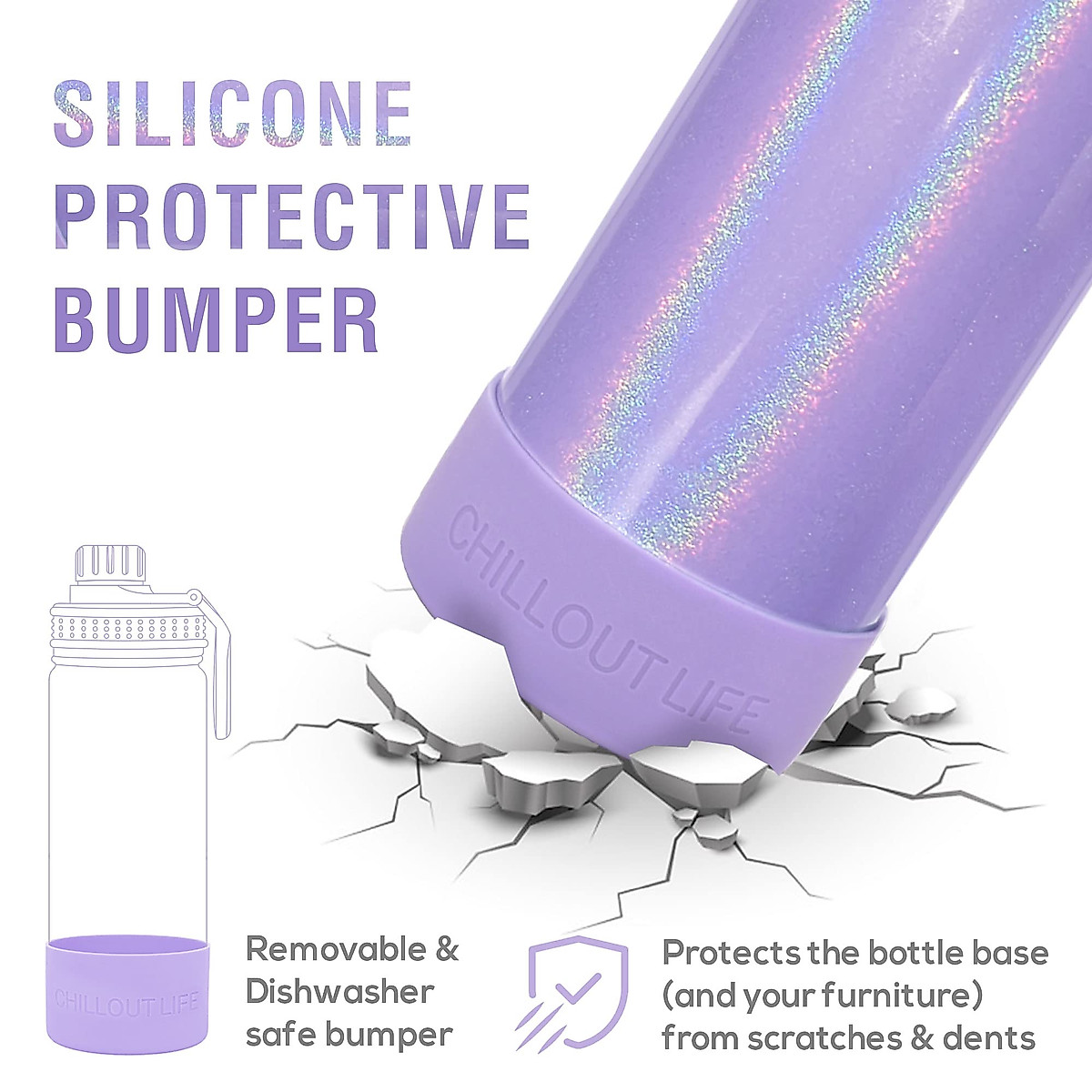 CHILLOUT LIFE 17 oz Kids Insulated Water Bottle for School with Leakproof Spout Lid and Cute Waterproof Stickers, Personalized Stainless Steel Thermos Flask Metal Water Bottle for Girls & Boys