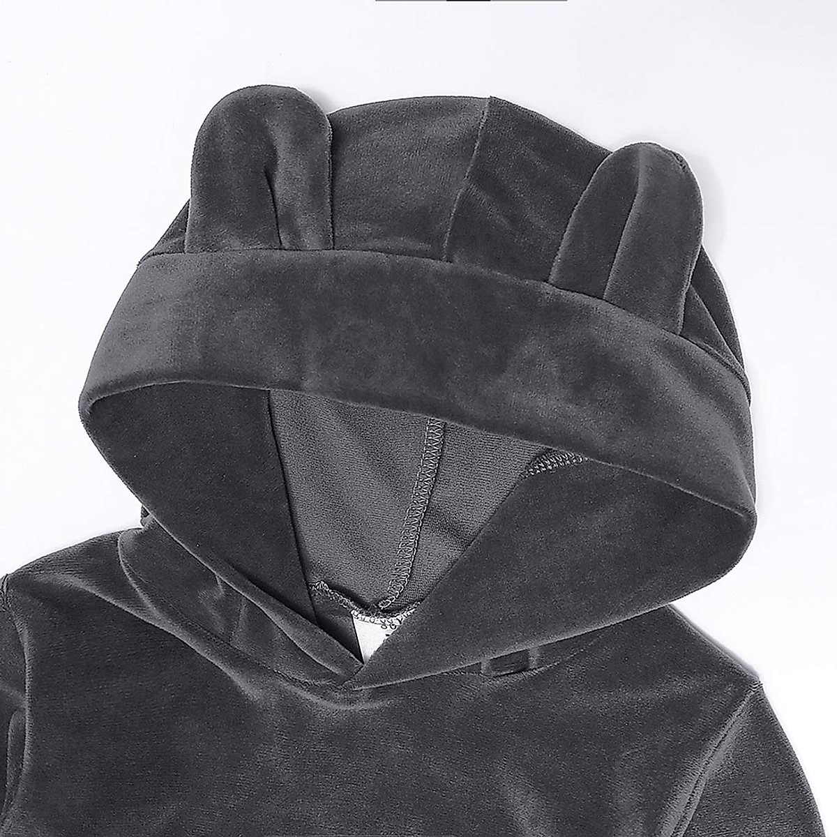 Boys Girls Velvet Hooded Tracksuit Sweatshirt Top + Sweatpants Hoodie Outfit Set