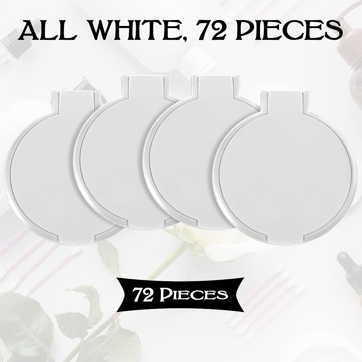 Yalikop 72 Pieces Round Mirror Compact Mirror Mini Folding Mirror Portable Round Mirror Makeup Mirror for Women Travel Daily Use(White)