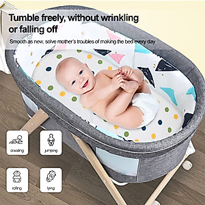 MOEMOE BABY Bassinet Sheets, 3 Pack Fitted Bassinet Sheets for Baby Boys and Girls, 100% Cotton Bassinet Cover for Oval, Hourglass & Rectangle Mattress