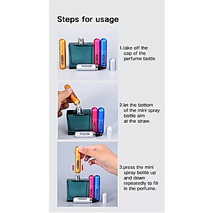 5 Pieces Portable 5ml Refillable Mini Perfume Atomiser Bottles, Easy to Fill-Underfill Empty Small Perfume Spray Atomizer multicolor. (Rainbow: Red, Rose Red, Bright Gold, Green, Bright Blue)