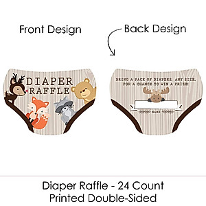 Big Dot of Happiness Woodland Creatures - Diaper Shaped Raffle Ticket Inserts - Baby Shower Activities - Diaper Raffle Game - Set of 24