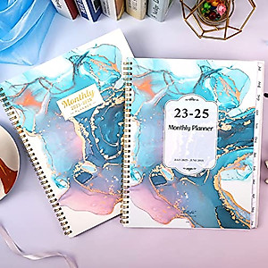 2023-2025 Monthly Planner/Calendar - Jul. 2023 - Jun. 2025, Monthly Planner 2023-2025, 8.5" × 11", Two-Year Monthly Planner with Flexible Cover, Monthly Tabs, Pockets - Pink Waterink