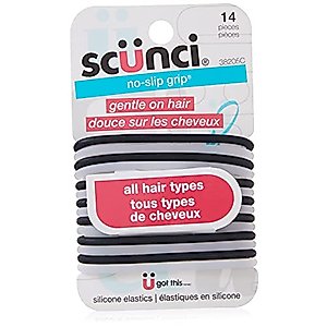 Scunci No-Slip Grip The Evolution Hair Ties, Black 14 ea
