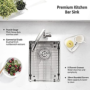 Bar Sink Undermount 12x16 Stainless Steel-Wesliv 12 Inch Undermount Stainless Steel Bar Sink Small Wet Bar Sink 16 Gauge Stainless Steel Single Bowl Bar Sink with Bottom Grid