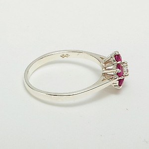 LetsBuyGold 925 Sterling Silver Cubic Zirconia & Ruby Womens Cluster Band Ring - Size 11.75