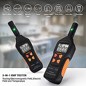EMF Meter 5HZ-3.5G, ENGiNDOT Digital LCD EMF Detector, 3-in-1 EMF Tester, Ghost Hunting Equipment, Electromagnetic Radiation Detector, Temperature Detector, EMF Inspections