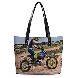 Womens Handbag Motorcycle Motocross Leather Tote Bag Top Handle Satchel Bags For Lady
