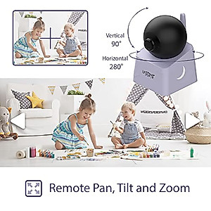 LEREVE 5" HD Low EMF Baby Monitor, Auto Noise Reduce, 2 Remote Pan Tilt Cameras, Lullaby, 2-Way Audio, ECO with Auto Voice Activation, Model: LeMove 60