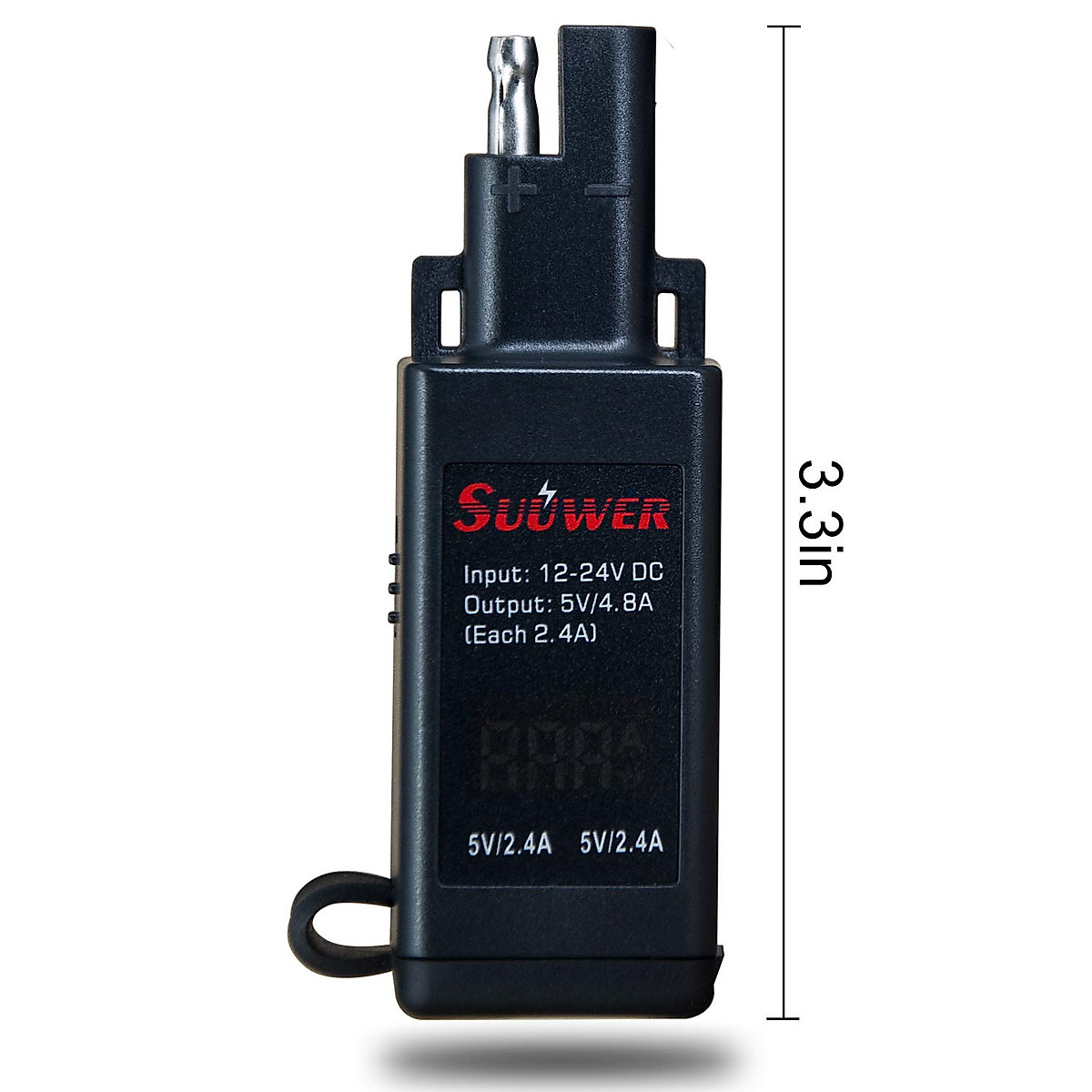Suuwer 4.8A Motorcycle USB Charger, Quick Disconnect SAE to Dual USB Adapter Motorcycle Phone Charger, with LED Voltmeter & ON/Off Switch