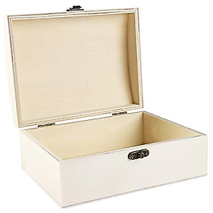 Unfinished Wood Box with Hinged Locking Lid, Wooden Jewelry Box (3 Pack)