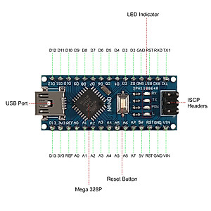AITRIP 10PCS for Nano V3.0 ATmega328P Nano Board CH340 5V 16M Microcontroller Board, Compatible with Arduino Electronics Development Board