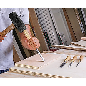 Schaaf Tools 4-Piece Wood Chisel Set | Finely Crafted Wood Chisels for Woodworking | Durable Cr-V Steel Bevel Edged Blade, Tempered to 60HRc | Tool Roll Included