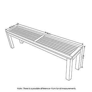 Furinno FG181110-C Tioman Outdoor Backless Bench, Natural