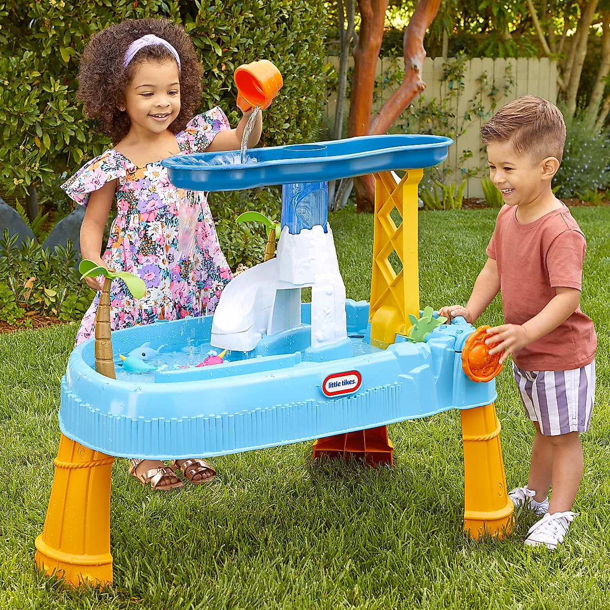 Little Tikes Kids Waterfall Island Water Activity Play Table Set with Accessories, Outdoor, for Boys and Girls Ages 2-5 Years