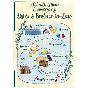 Designer Greetings Path From First Date to Happily Ever After Wedding Anniversary Congratulations Card for Sister and Brother-in-Law