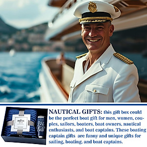 Yiyiring Boat Gifts for Men Nautical 40 x 60 Inch Navy Flannel Blanket 20oz Stainless Steel Tumbler and Boating Crew Socks Gift Box Set Captain Boater Gifts for Boat Owners Men Dad Accessories