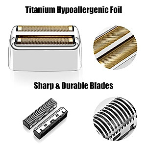 Replacement Foil and Cutters for BaBylissPRO Barberology Double Foil Shaver, Replacement Foil for BaBylissPRO Barberology FXFS2 Shaver, Silver