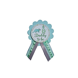 Dinosaur Baby Shower Pins for Mommy Daddy Grandma Jungle Family to wear, It's a Boy Baby Sprinkle (DADDY)