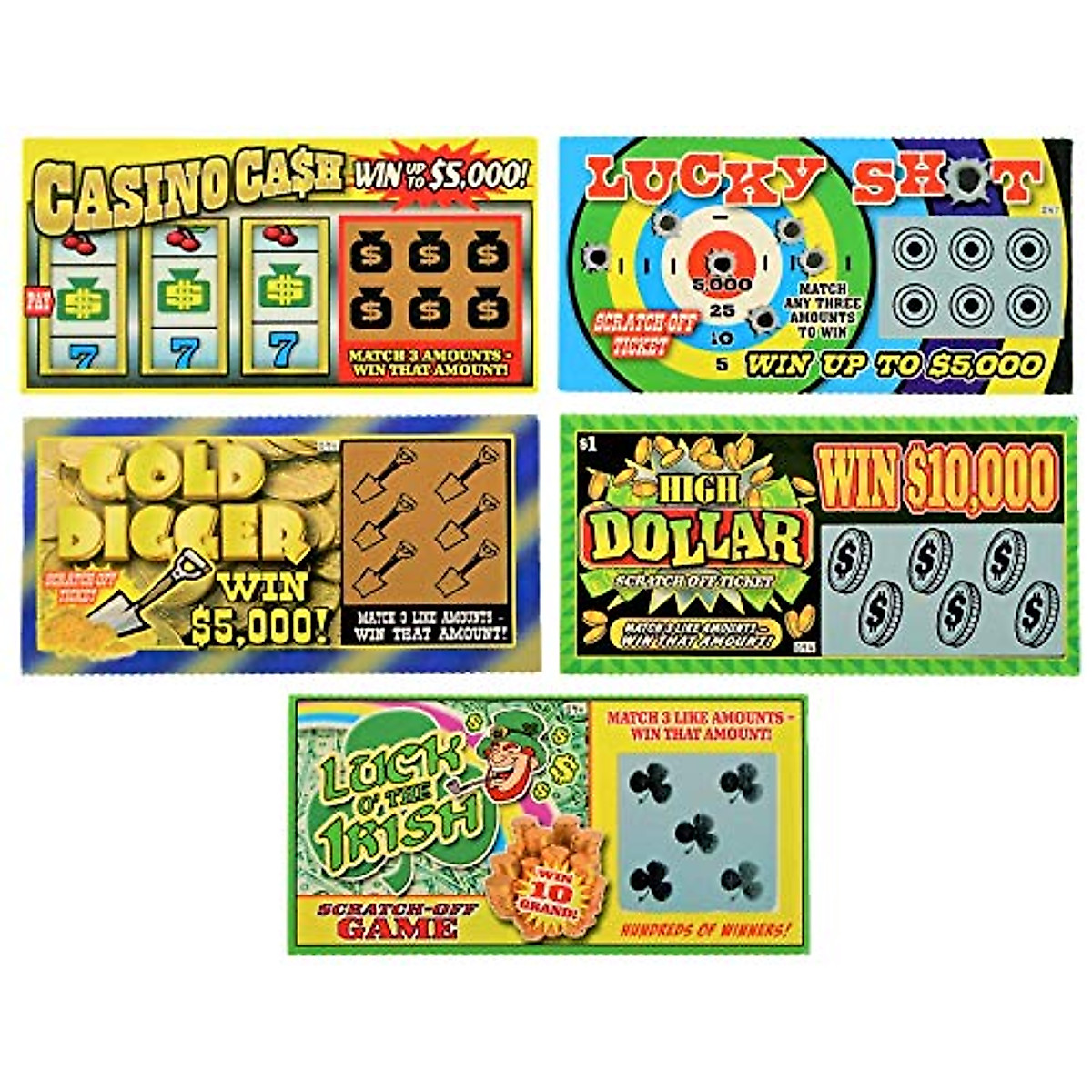 JA-RU Fake Lottery Ticket Scratch Tickets (5 Tickets / 1 Pack) Pranking Toys for Friend and Family Scratcher Jokes and Gag Winning Tickets Surprise. 1381-1A