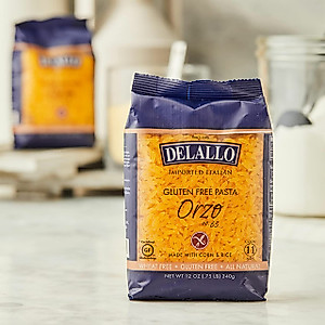 DeLallo Gluten Free Orzo Pasta, Made with Corn & Rice, Wheat Free, 12oz Bag, 2-Pack