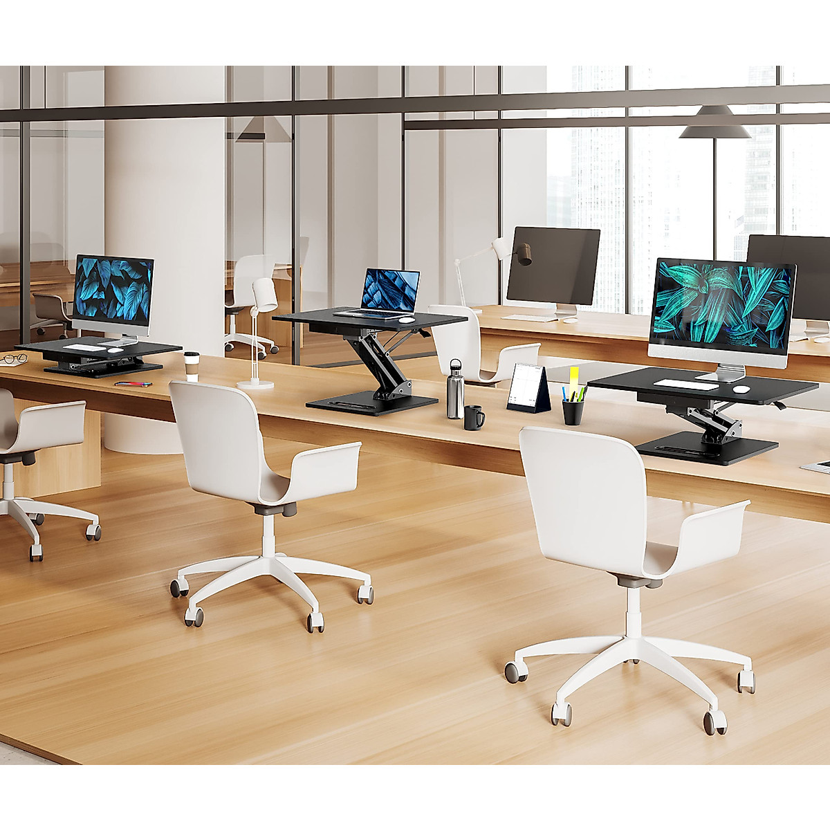 SHW 28" Over Desk Height Adjustable Standing Desk, Black