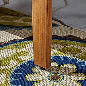 Great Deal Furniture Christian Outdoor Teak Finished Acacia Wood Loveseat and Coffee Table Set with Beige Water Resistant Cushions