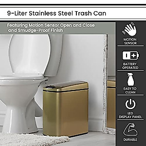 Hanover Gold 9-Liter / 2.3-Gallon Trash Can with Sensor Lid