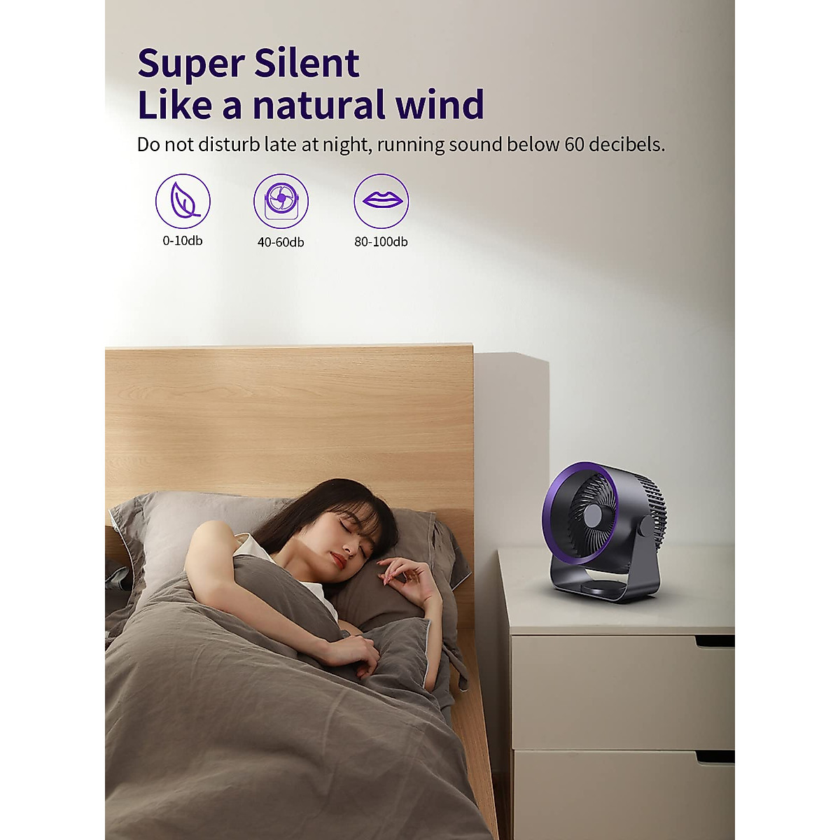 AIMHON Desk Air Circulator Fan, Wall Mount Fan,Portable Battery Operated Fan Personal Table Fan for Home,Office, Bedroom (Grey)