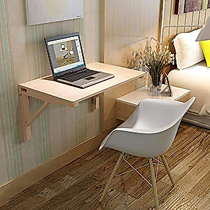 PIBM Stylish Simplicity Shelf Wall Mounted Floating Rack Table Laptop Stand Desk Easy to Fold Bookshelf Solid Wood Smooth Clear Texture Save Space Round Angle,16 Sizes, a , 60x40x40cm