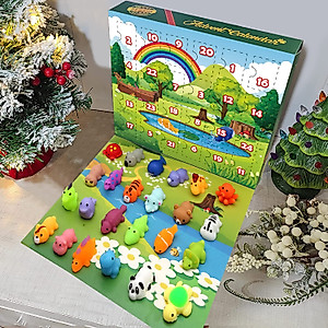 SURCVIO Christmas Advent Calendar 2024 for Kids, 24 Days of Mochi Squishy Assorted Animal Toys Countdown Calendar, Xmas Stocking Stuffers Gifts for Boys Girls Christmas Party Favor