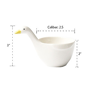 WAIT FLY 4pcs Cute Duck Shape Ceramic Dessert Bowls/Seasoning Dishes/Dipping Bowls/Ketchup Saucer/Tea Bag Holders for Salad Pudding Yogurt Best for Home Kitchen