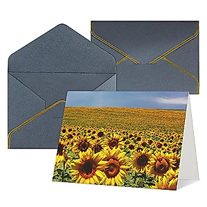 PAILON Sunflowers Floral Thank You Cards With Envelopes, Blank Greeting Note Cards With Envelopes Blank Inside, Funny Birthday Cards For Women Men, Thank You Card For Wedding Business,Graduation