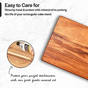 Villa Acacia Cake Stand - 16.75 x 12.75 inch Rustic Wood Table Stands for Decorating and Serving - Wooden Pedestal for Cupcake, Dessert, Fruit, Wedding & Birthday Parties - Rectangle