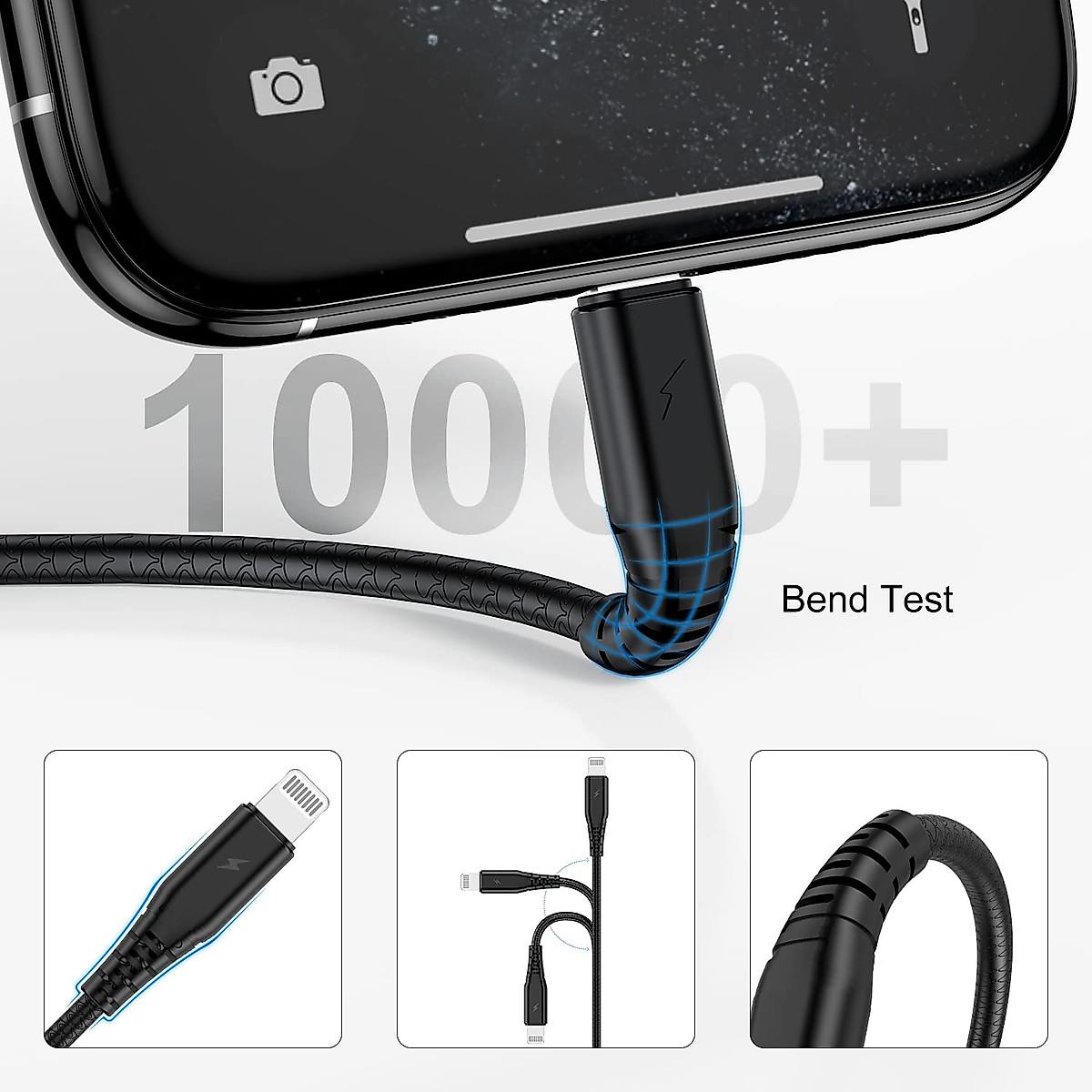 Cabepow Short Lightning Cable 1Ft, [3Pack] 1 Foot iPhone Charger Cables,1 Feet Apple Charging Cord Compatible with iPhone 11/Pro/X/Xs Max/XR/8 Plus /7 Plus/6/ iPad