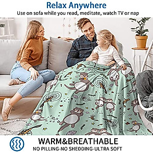 Sea Otters Fleece Blanket Throw Blanket Couch Soft Cozy Lightweight Bed Blanket Home Decor Gift for Christmas Birthday 50"x40"