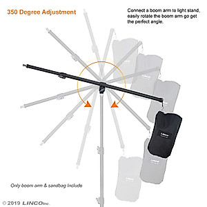 LINCO Lincostore 2.5ft to 5ft Adjustable Overhead Light Boom Arm with Universal Tripod Clamp & Counter-Weight Bag 4255K