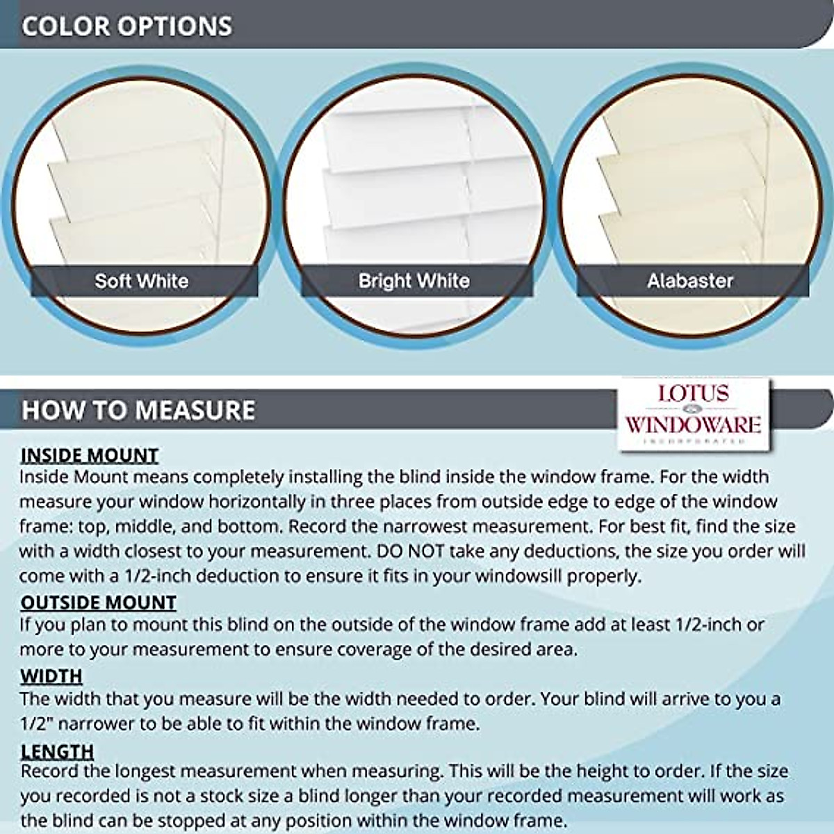 LOTUS & WINDOWARE Cordless 2" Faux Wood Blind 46" Wide x 36" Long, Soft White, Smooth (FCX4636WH) - 46 x 36,Soft White