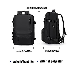 Large Travel Backpack for Women,Carry On Backpack,Laptop Backpack for Hiking,College Bookbag,Outdoor Sports Bag,Casual Daypack with USB Port & Shoe Compartment,Fits 17 Inch,Men & Lady,Black