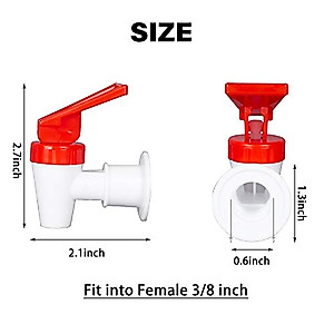 OHOH 4 Sets BPA-Free Replacement Cooler Faucet, 2 Blue and 2 Red Reusable Water Dispenser Tap Set, Internal Thread Plastic Spigot