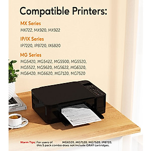 PGI-250XL CLI-251XL 5 Color Value Pack, Compatible for Canon 250 251 Ink Cartridges to use with PIXMA MX922, MG5420, MG5520, MG5522, MG6320, MG6620, IP7220 (PGBK, Black, Cyan, Magenta, Yellow)