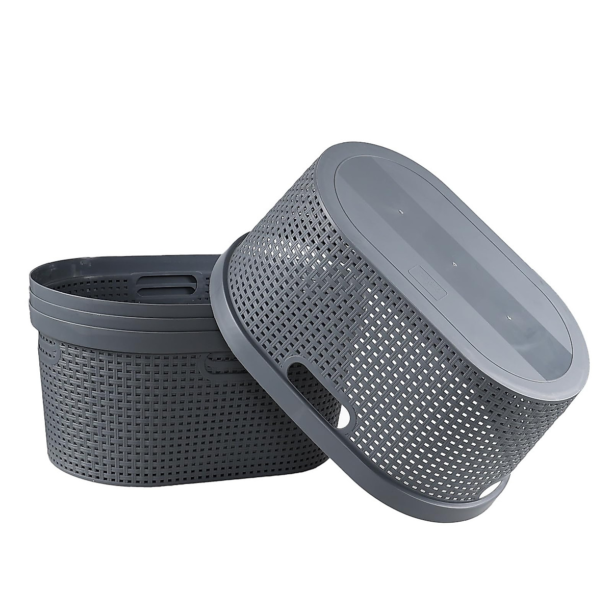 Parlynies 40 Liter Ultra Laundry Hamper, Large Laundry Basket with Cutout Handles to Easily Carry Clothes, Grey, 4-Pack