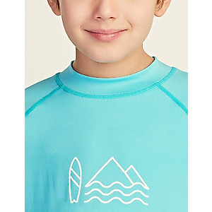 TSLA Boys UPF 50+ Rash Guard Long Sleeve, UV Sun Proctection Water Swim Shirts, Surf Swimwear Swimsuit Top, Vacation Aqua, 14